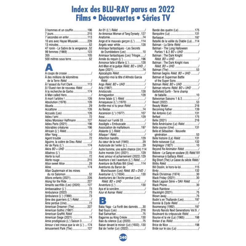 Guide Blu-ray & UHD BD 2023